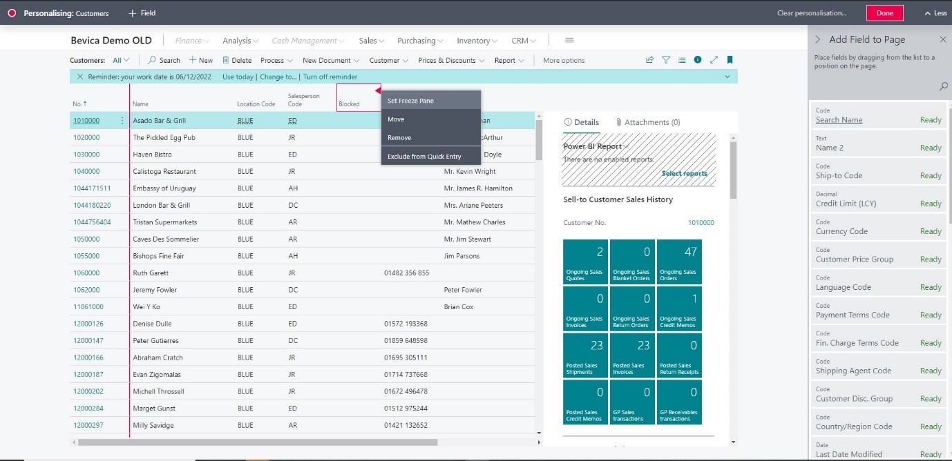 User-specific workspace personalisation in Bevica - Bevica